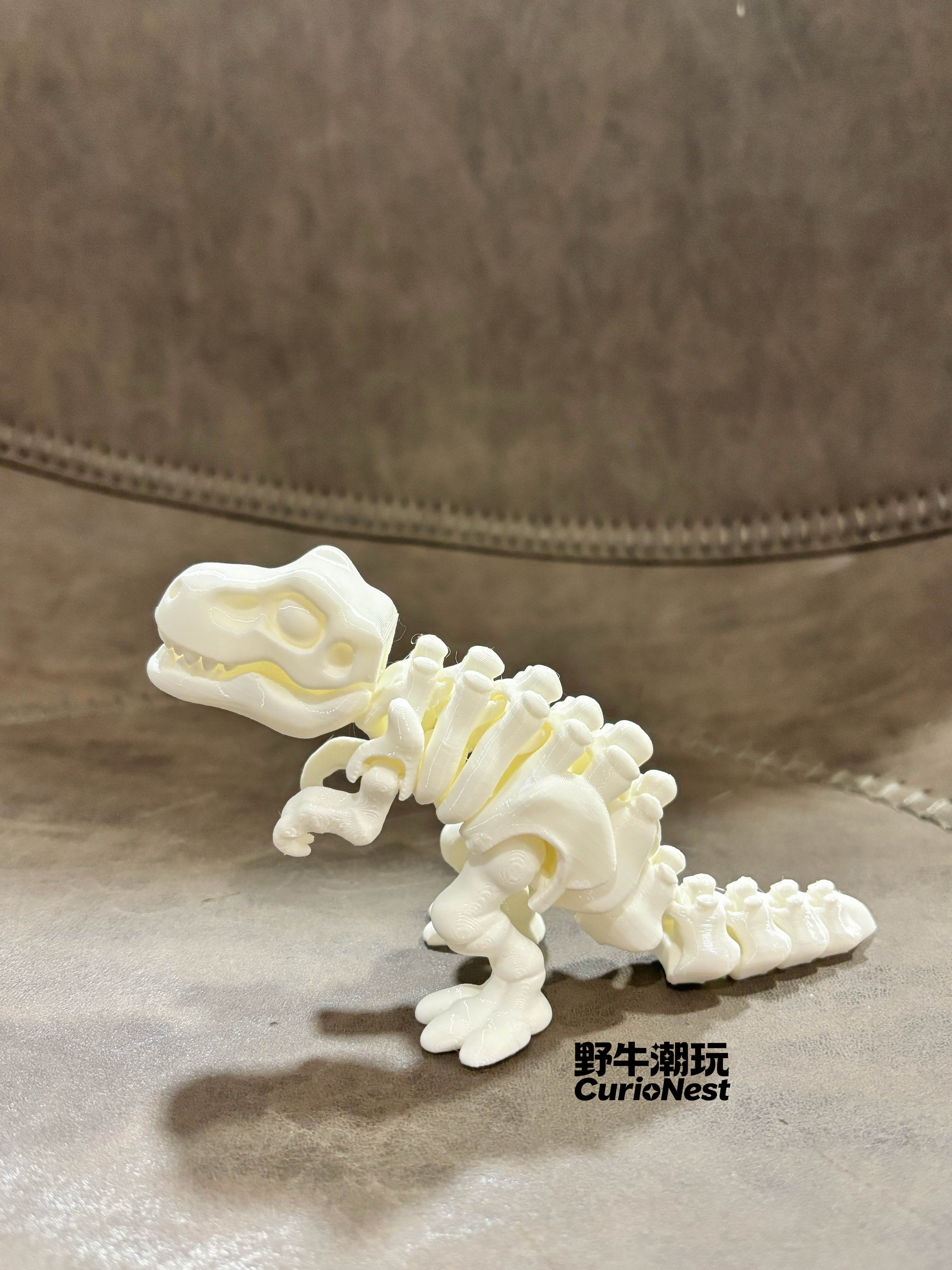 3D Printed Flexi T-Rex – White Articulated Dinosaur with Movable Joint ...
